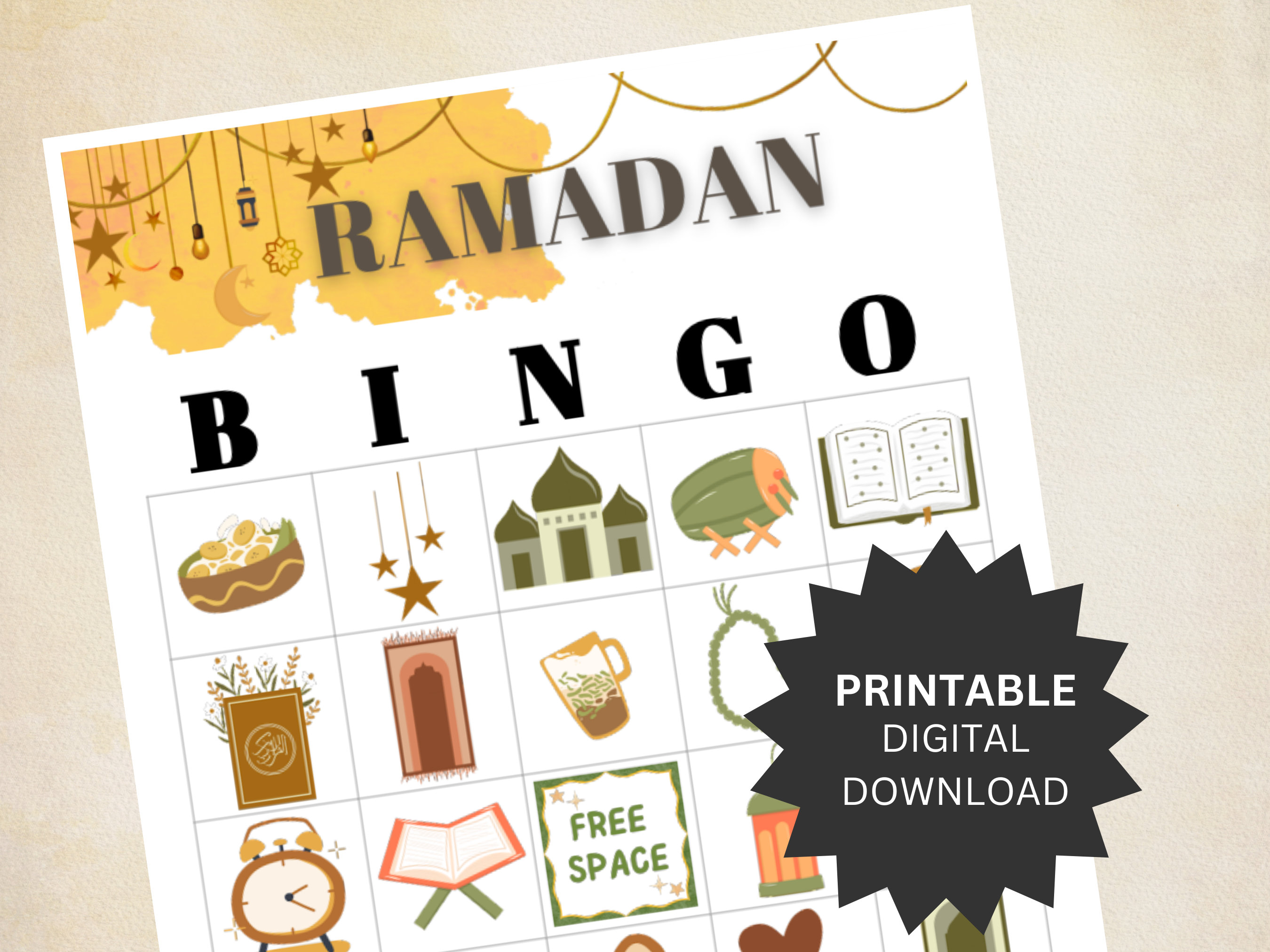 Ramadan Bingo Game Fun Printable Family Activity Festive - Etsy UK