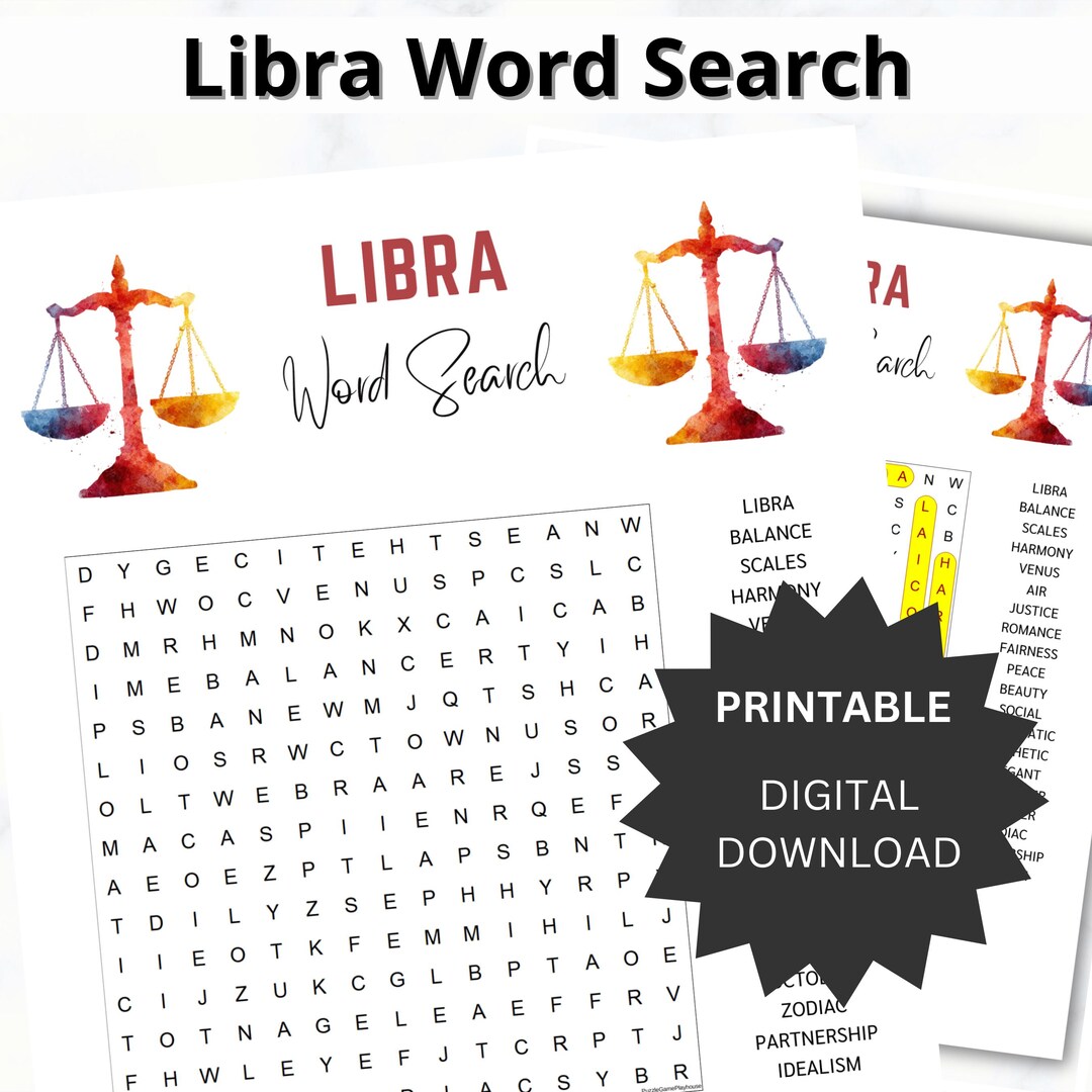Libra Zodiac Word Search Puzzle – Birthday Party Game (PDF) - Etsy