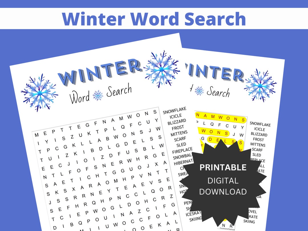 Winter Wonderland Games Printable Winter Word Search Puzzle Winter ...