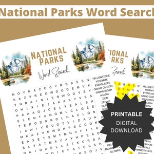 National Parks Word Search Puzzle - A Fun Educational Game for Nature ...