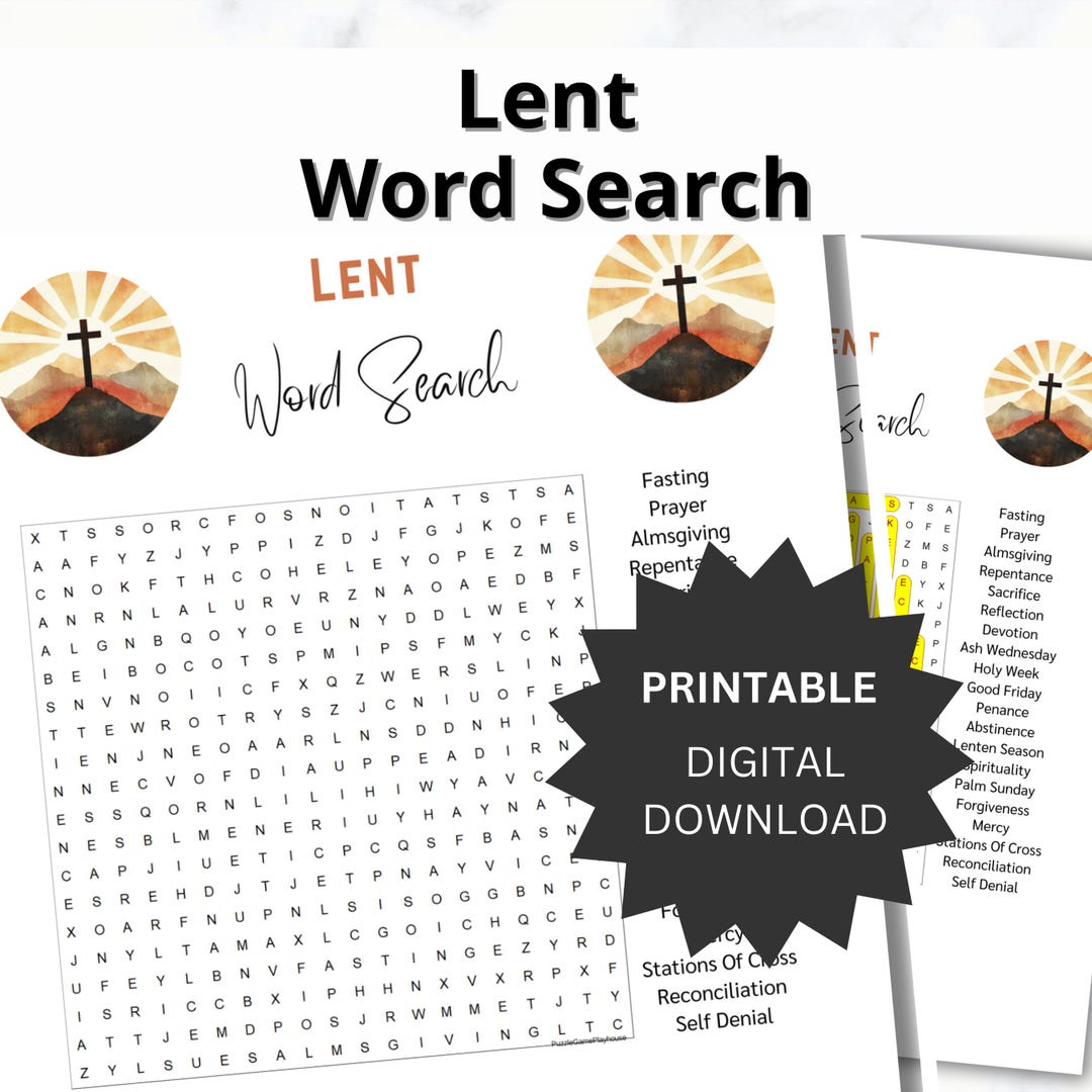 Lent Word Search Activity Lenten Easter Season Christian Faith ...