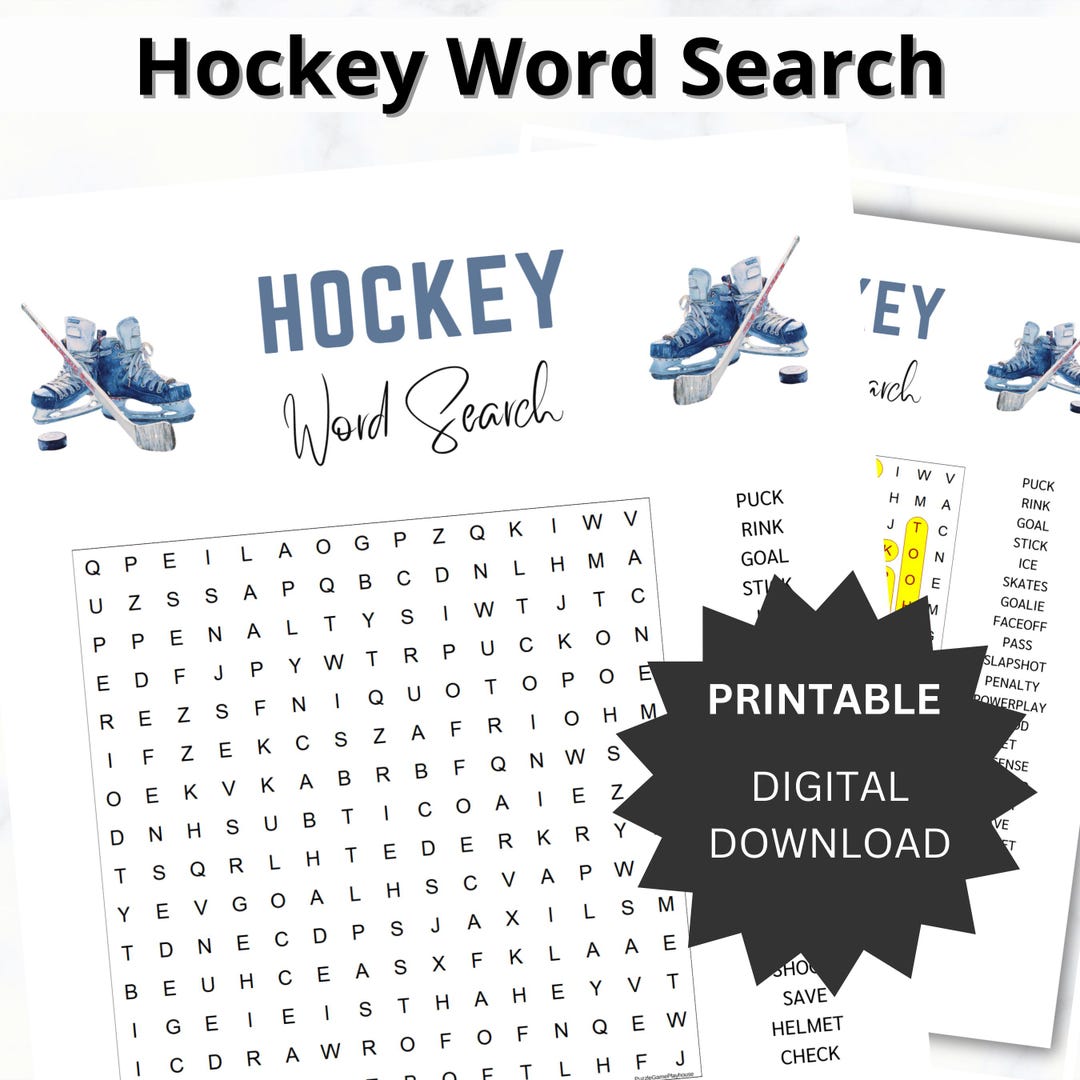 Hockey Word Search Puzzle: Sports Party Game (PDF Download) - Etsy