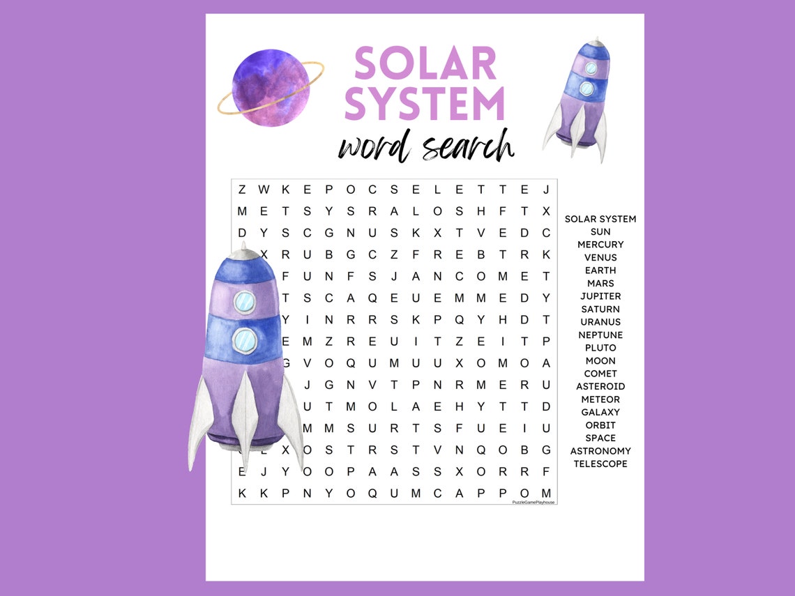 Solar System Puzzle Word Search Puzzle Solar System Unit Study Planet ...