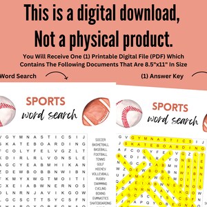 Sports Word Search Puzzle: Printable Game (PDF) - Etsy