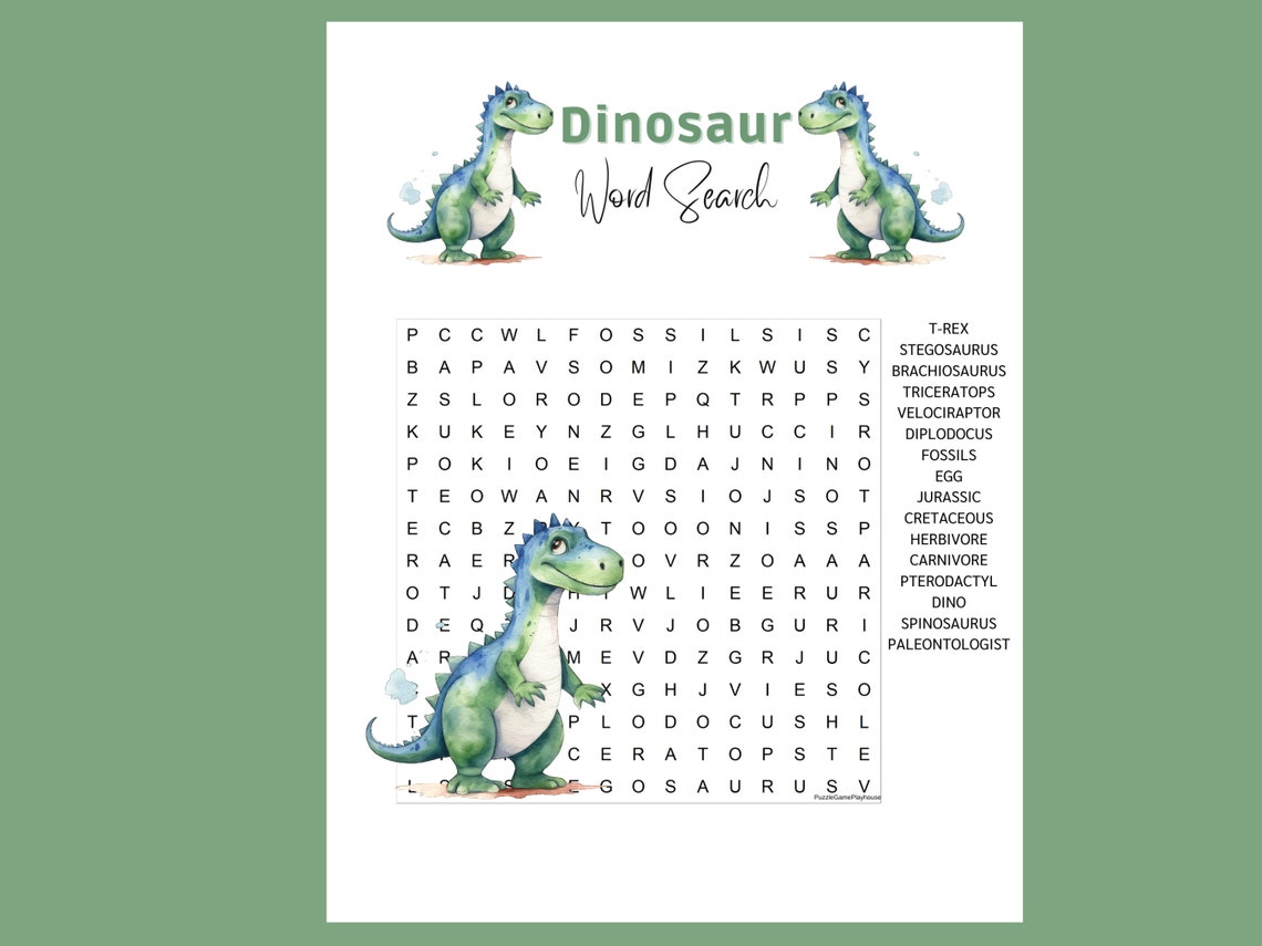 Kids Dinosaur Word Search Puzzle - Fun & Educational Dinosaur Game ...