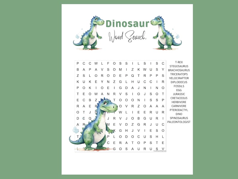 Kids Dinosaur Word Search Puzzle - Fun & Educational Dinosaur Game ...