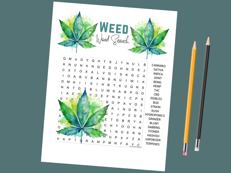 Weed Word Search Puzzle Stoners Printable Marijuana Themed - Etsy