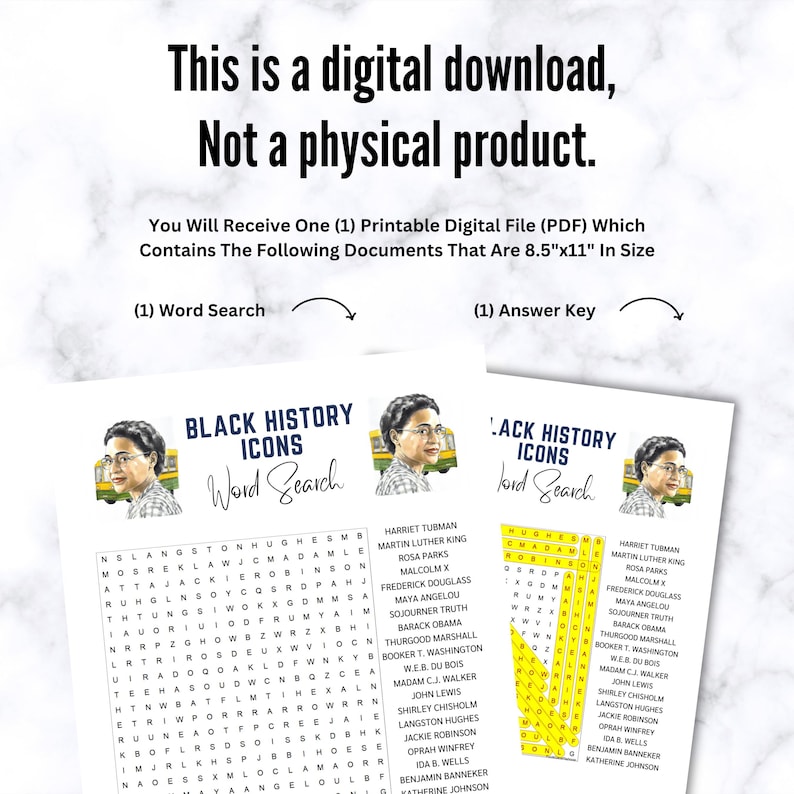 Black History Word Search: African American Icons, Juneteenth Game (PDF ...