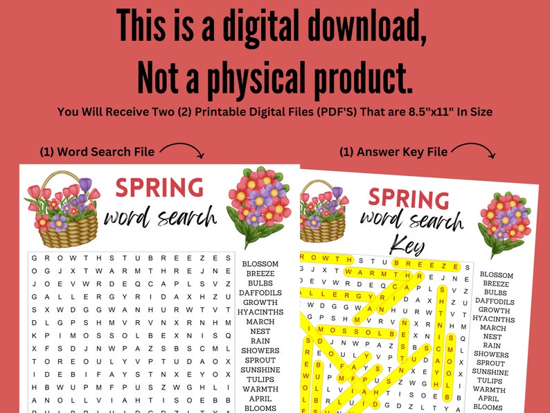 Spring Word Search Puzzle: Kids & Family Activity (PDF) - Etsy