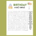 Birthday Word Search Puzzle Printable Word Search Game for Birthday ...