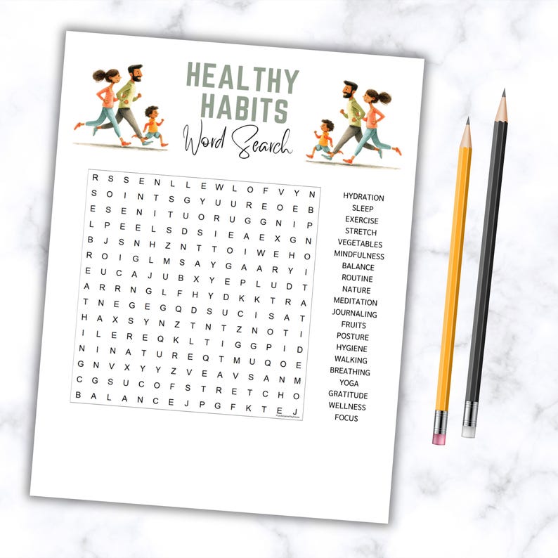 Healthy Habits Word Search Puzzle: Wellness Activity (PDF) - Etsy