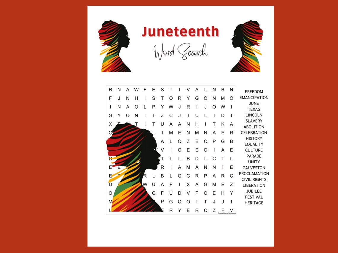 Juneteenth Celebration Printable Word Search - Educational Activity ...