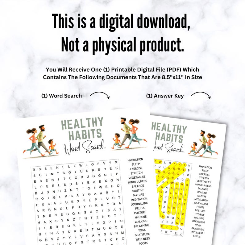 Healthy Habits Word Search Puzzle: Wellness Activity (PDF) - Etsy
