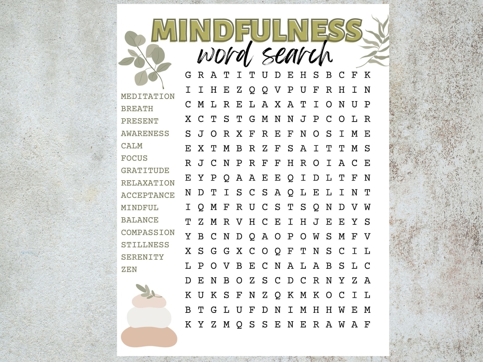 Mindfulness Word Search Puzzle Printable | Relaxing and Challenging ...