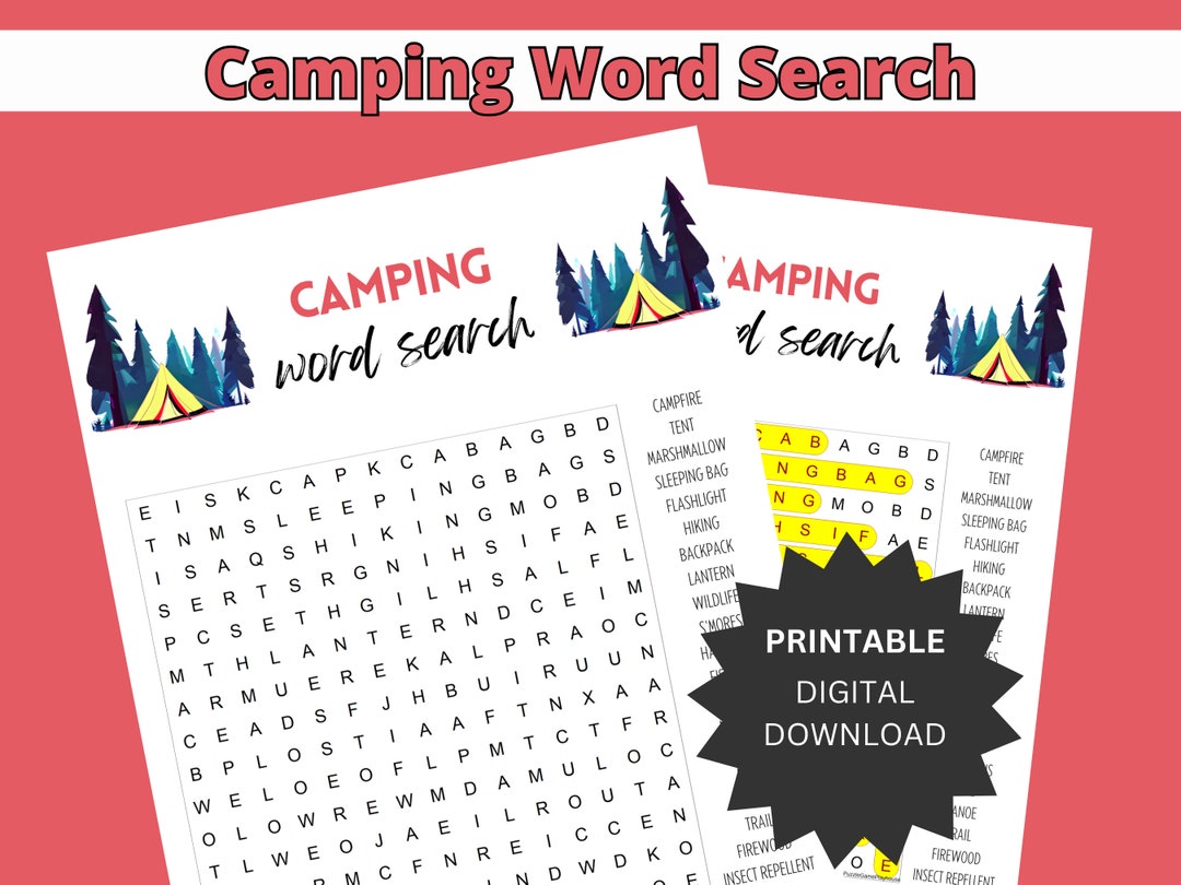 Fun Camping Word Search Puzzle - Engaging Outdoor Activity Printable ...