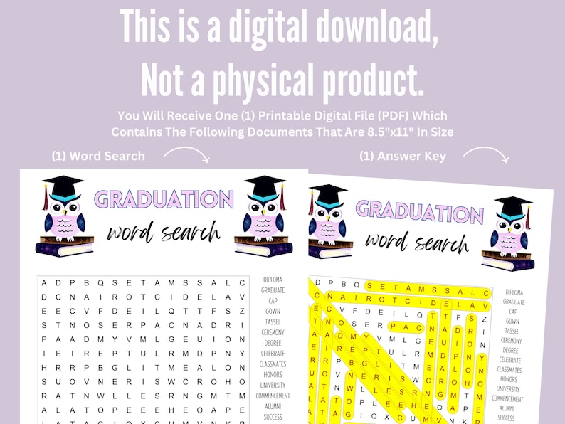 Graduation Word Search Puzzle - Class of 2023 Fun Activity, Graduation ...