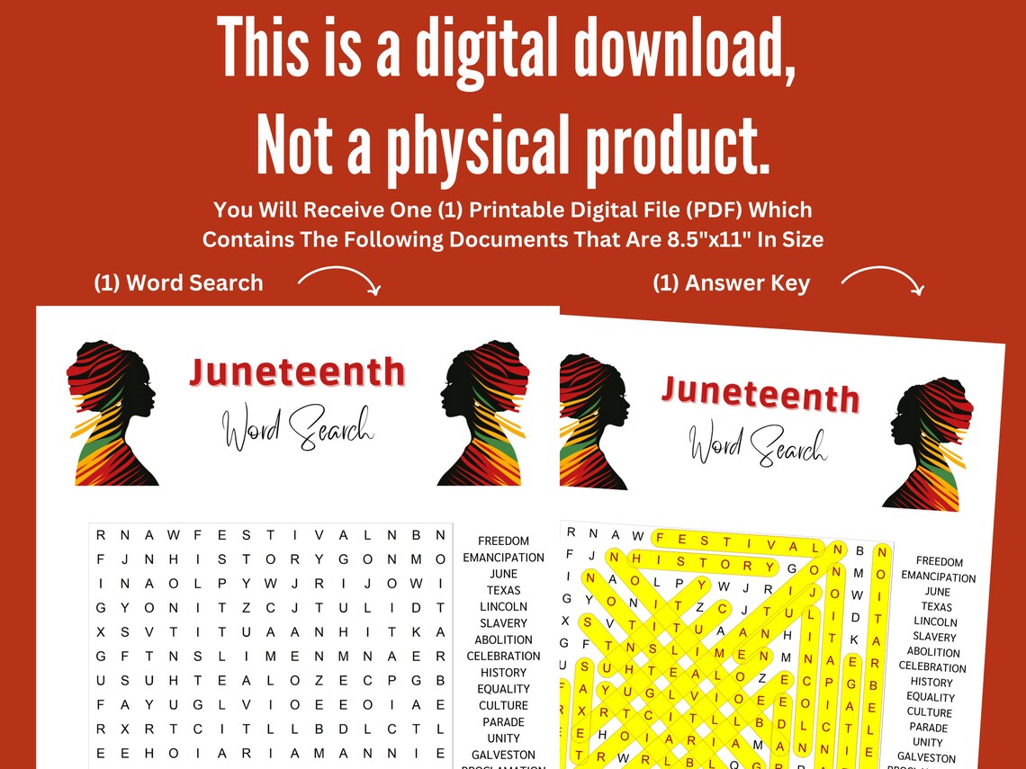 Juneteenth Celebration Printable Word Search - Educational Activity ...