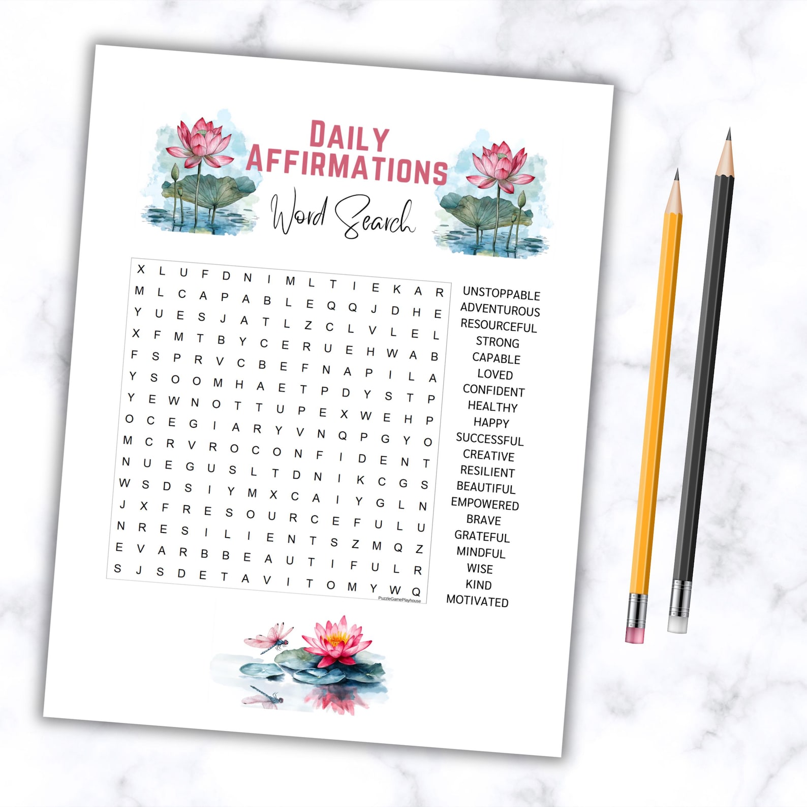 Daily Affirmations Word Search Puzzle, Mental Health Printable, Self ...