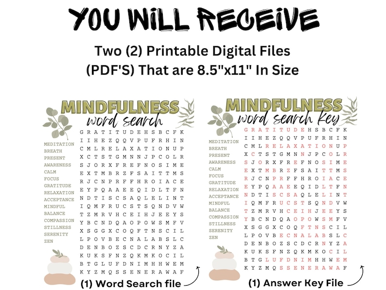Mindfulness Word Search Puzzle Printable | Relaxing and Challenging ...