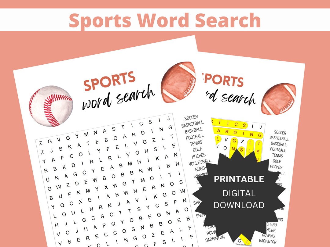 Sports Word Search Puzzle: Printable Game (PDF) - Etsy