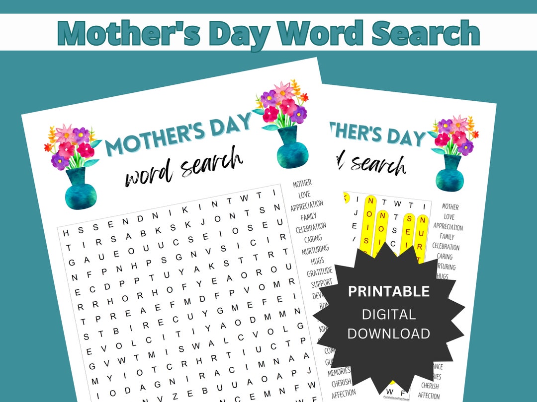 Mother's Day Word Search Puzzle - Fun and Engaging Activity for Mom ...