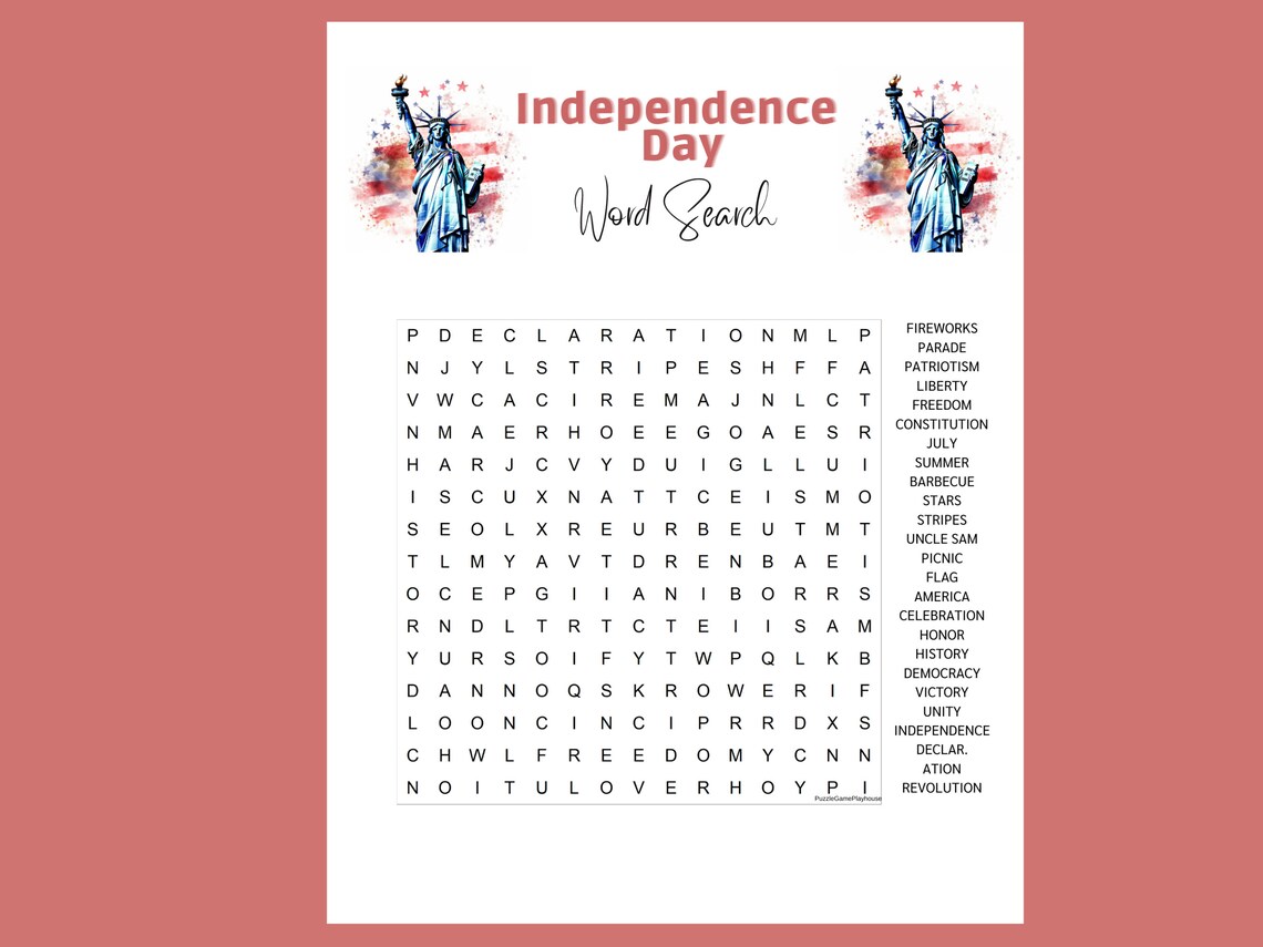 Independence Day Word Search Printable - Fun 4th of July Puzzle ...