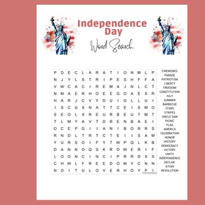 Independence Day Word Search Printable - Fun 4th of July Puzzle ...