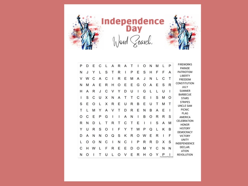 Independence Day Word Search Printable - Fun 4th of July Puzzle ...