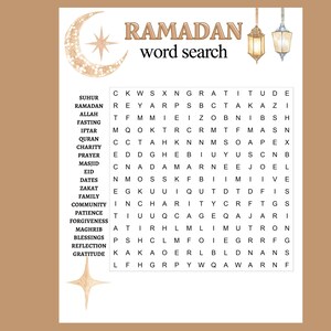 Ramadan Word Search Printable Puzzle Fun Search A Word Ramadan Printable Ramadan Islamic ...