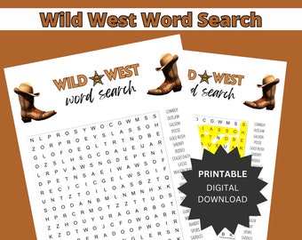 Wild West Word Search - Etsy
