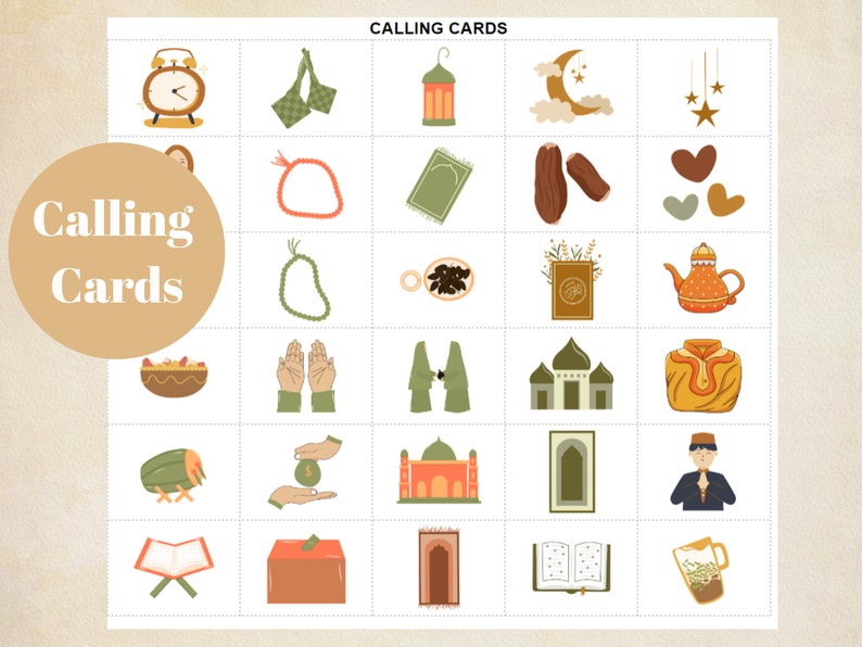 Ramadan Bingo Game - Muslim Kids Mosque Sunday School Activity ...