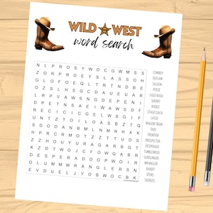 Wild West Word Search Puzzle - Challenging Cowboy Old West Themed ...