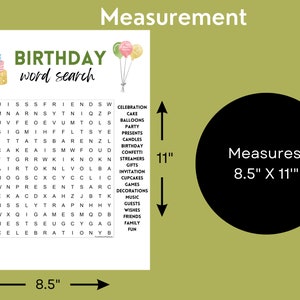 Birthday Word Search Puzzle: Printable Party Game (PDF) - Etsy