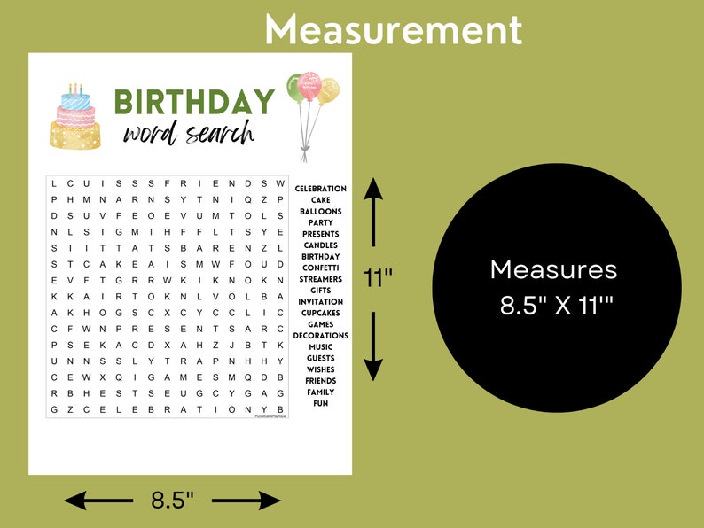 Birthday Word Search Puzzle: Printable Party Game (PDF) - Etsy