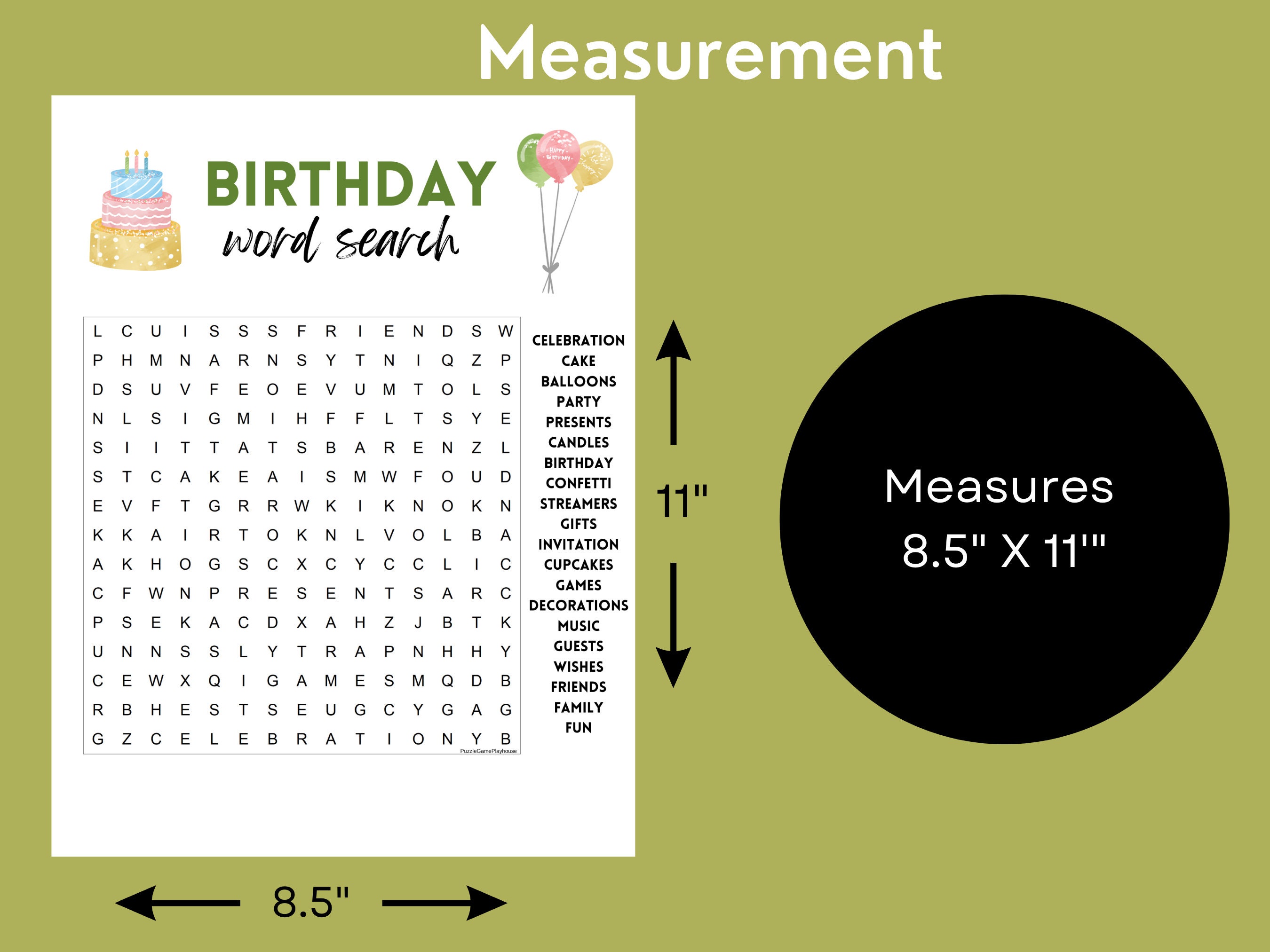 Birthday Word Search Puzzle: Printable Party Game (PDF) - Etsy