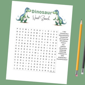 Kids Dinosaur Word Search Puzzle - Fun & Educational Dinosaur Game ...