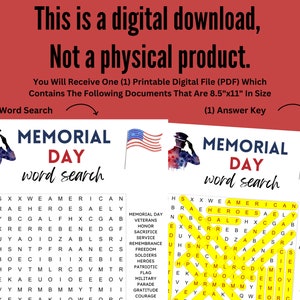 Memorial Day Word Search Puzzle - Engaging Patriotic Activity - Honor ...