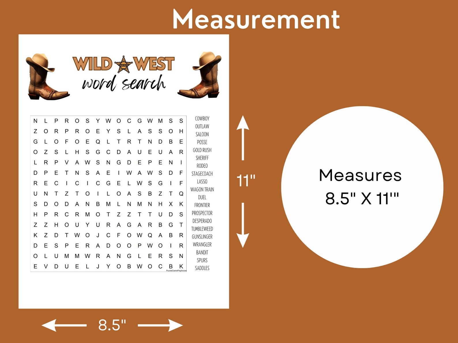 Wild West Word Search Puzzle - Challenging Cowboy Old West Themed ...