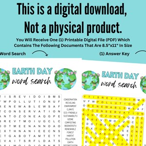 Earth Day Word Search Puzzle - Engaging Eco-friendly Activity for Kids ...