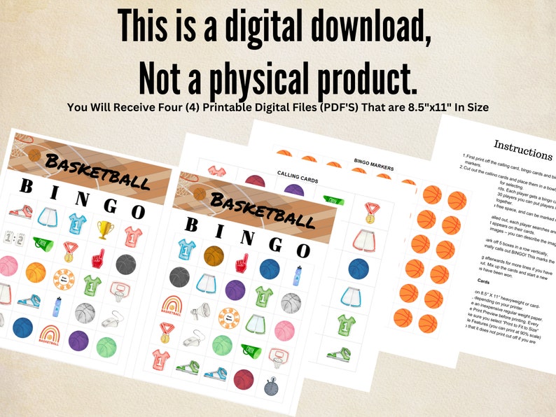 Basketball Bingo Game - Fun Game for Fans and Players - Printable ...