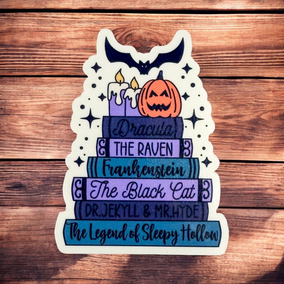 Spooky Halloween Book Stack Sticker |bookish|book Nerd|gift|reading ...