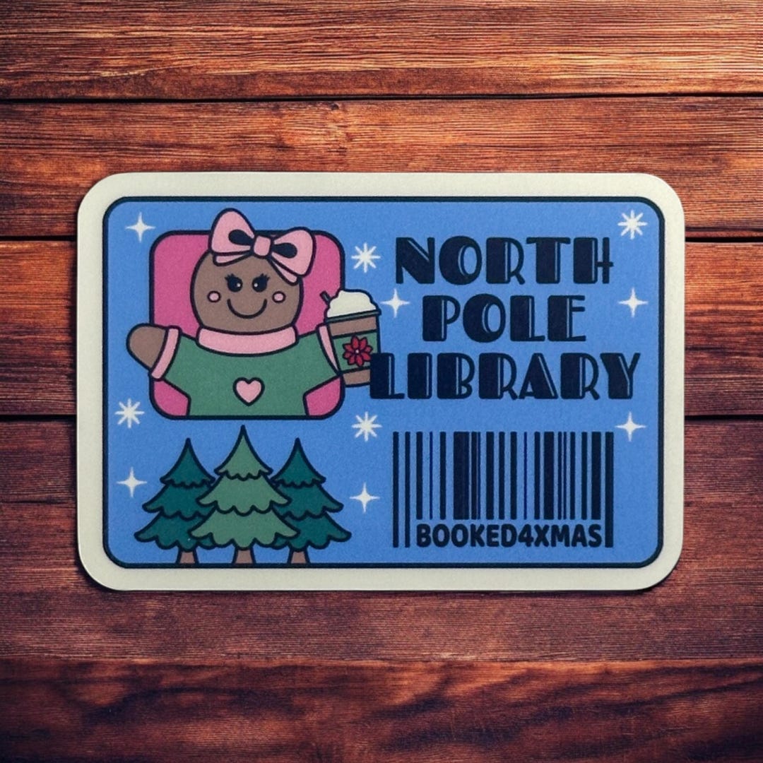North Pole Library Card Sticker Kindle Sticker Kobo Decor Festive ...