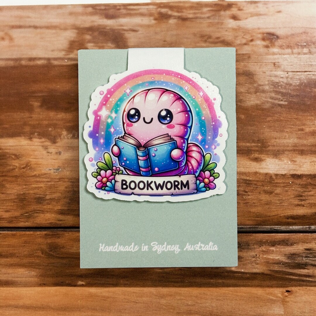 Cute Bookworm Magnetic Bookmark | Reader Gift | Book Lover | Book ...