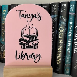 Personalised Acrylic Bookshelf Sign - Stack of Books | Multiple Colours ...