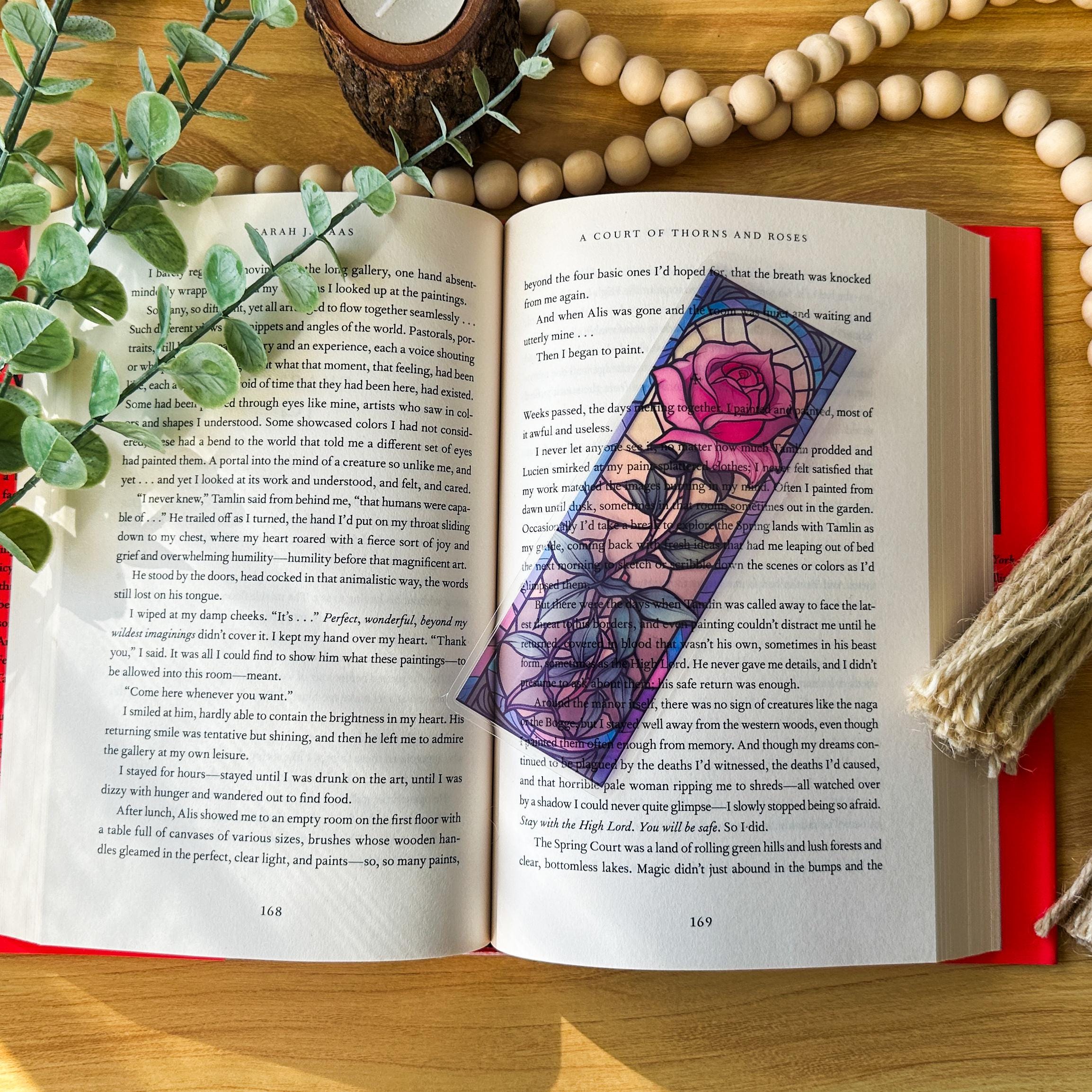 Transparent Stained Glass Window Bookmark - Pink Rose - Etsy
