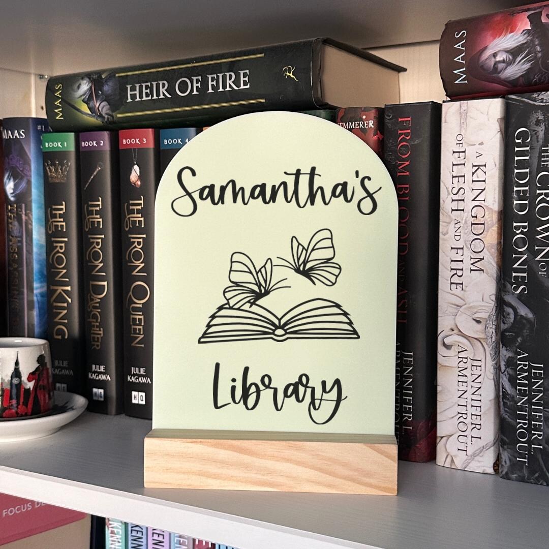 Personalised Acrylic Bookshelf Sign - Butterflies | Multiple Colours ...