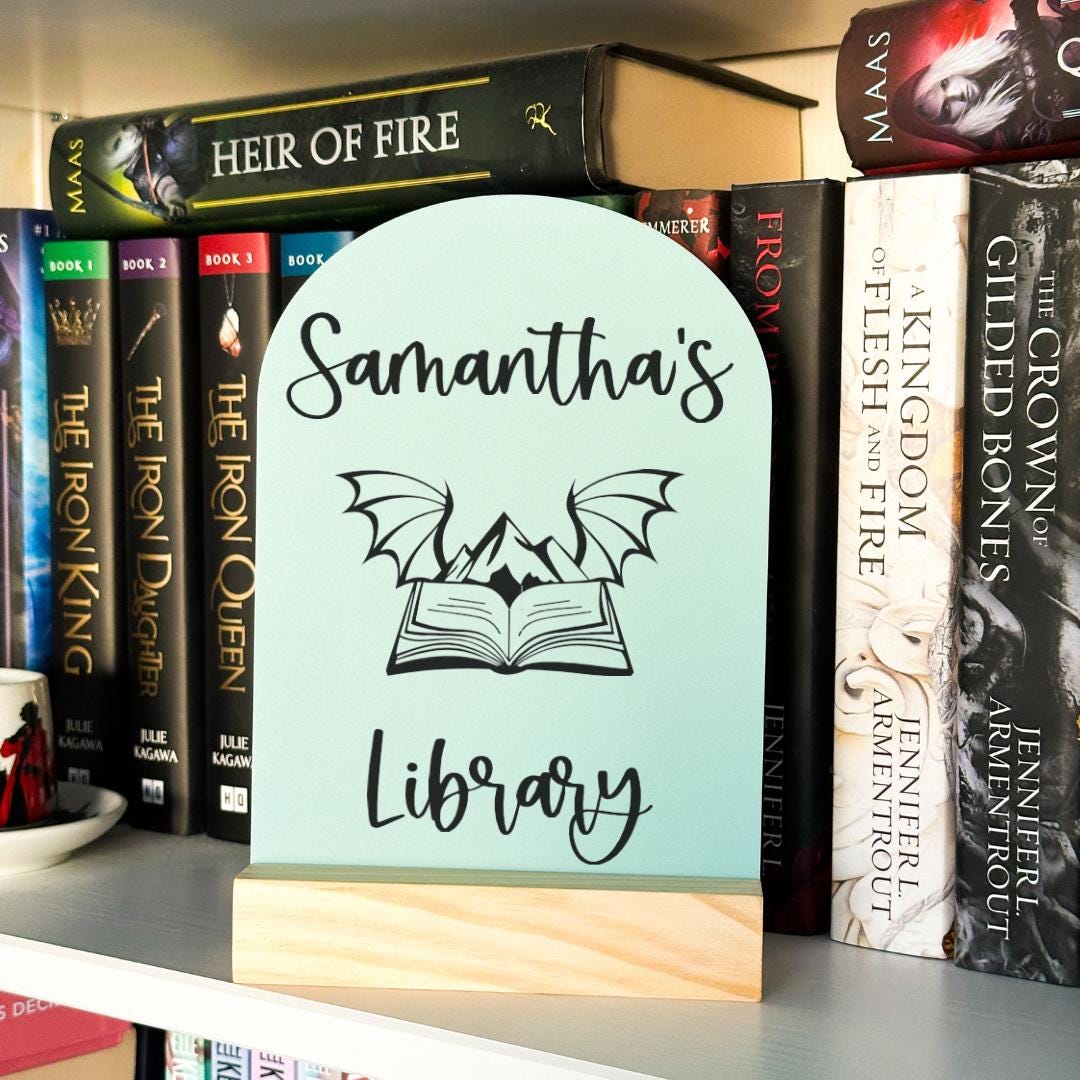 Personalised Acrylic Bookshelf Sign - Dragon | Multiple Colours | Home ...