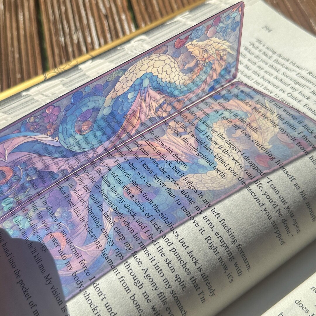 Transparent Stained Glass Window Bookmark - Golden Scale Dragon - Etsy