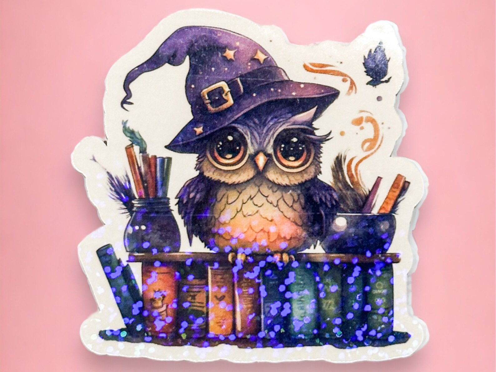 Bookish Owl Vinyl Sticker: Wizard Owl Reading Books - Etsy