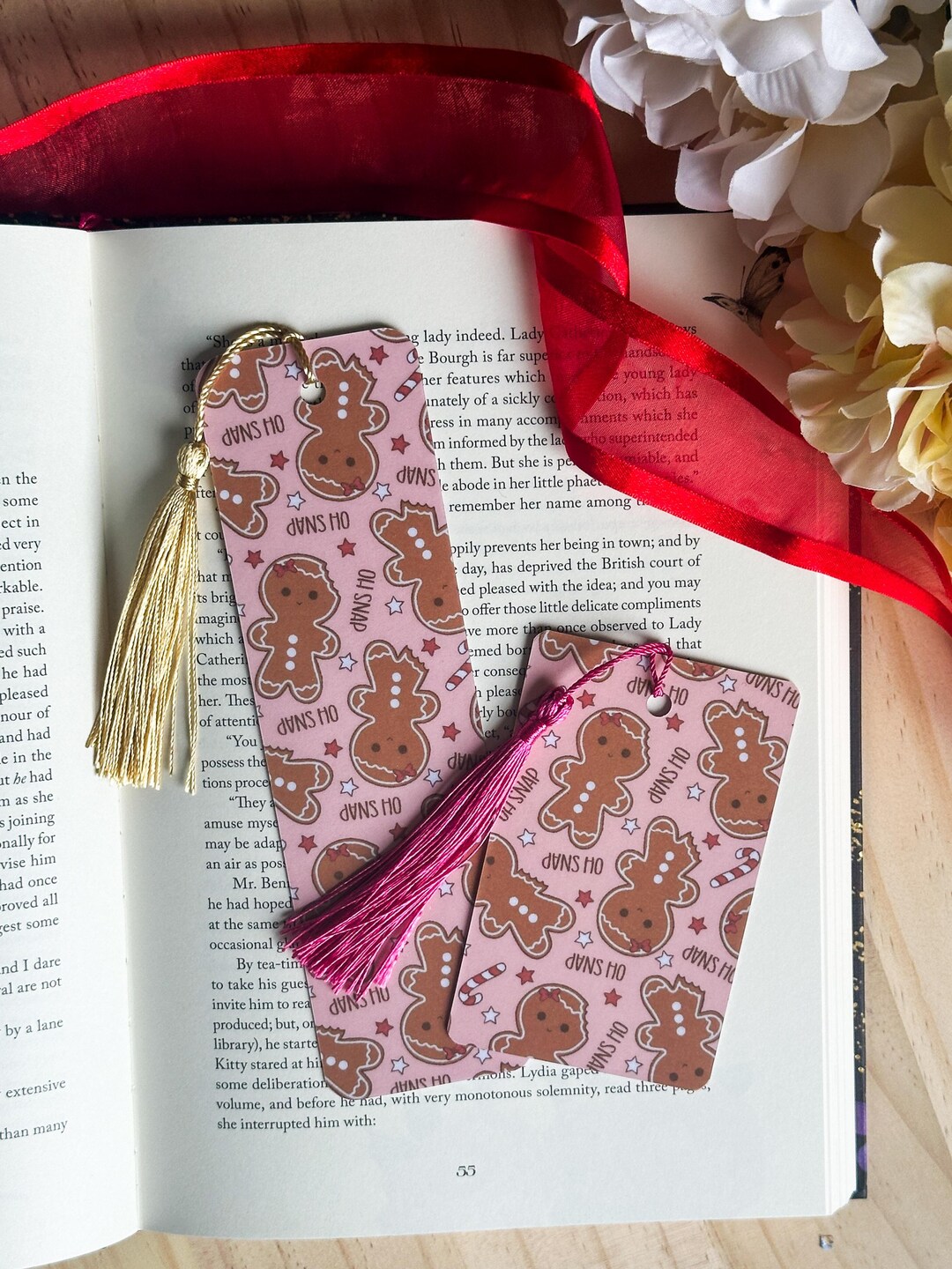 Gingerbread Man Christmas Bookmark: Laminated Festive Reader Gift - Etsy